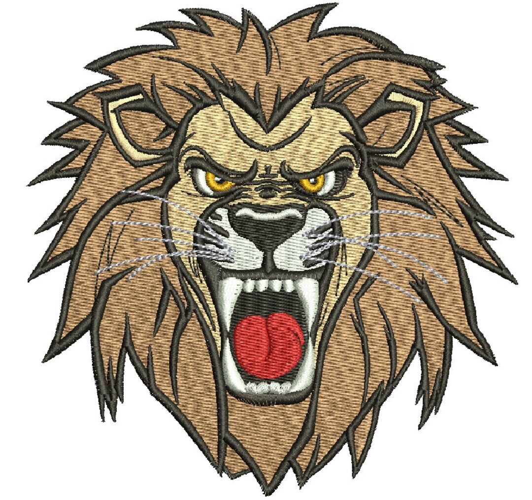 Lion Head Machine Embroidery Design - Tested - Etsy