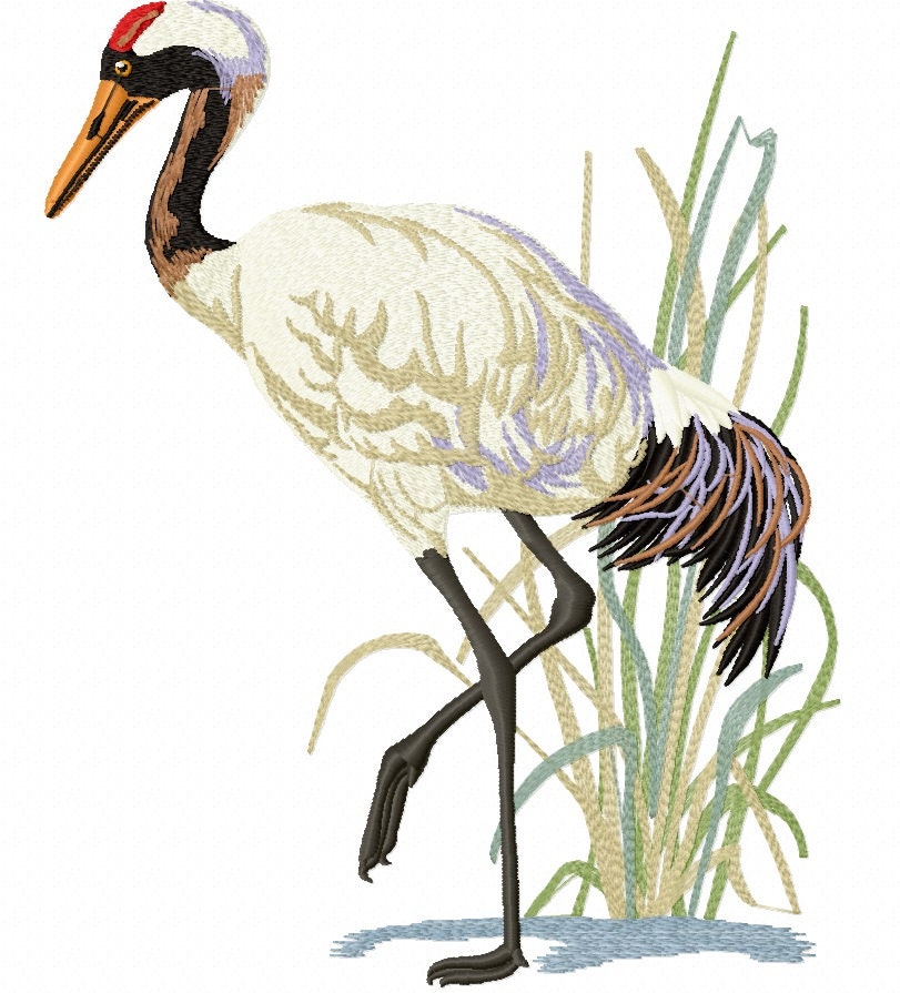 Manchurian Crane Embroidery Design | Etsy