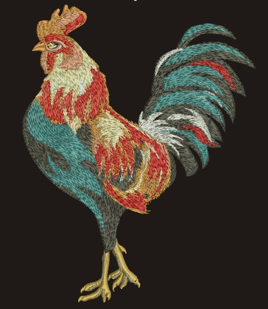 Rooster Large Size Machine Embroidery Design - Etsy
