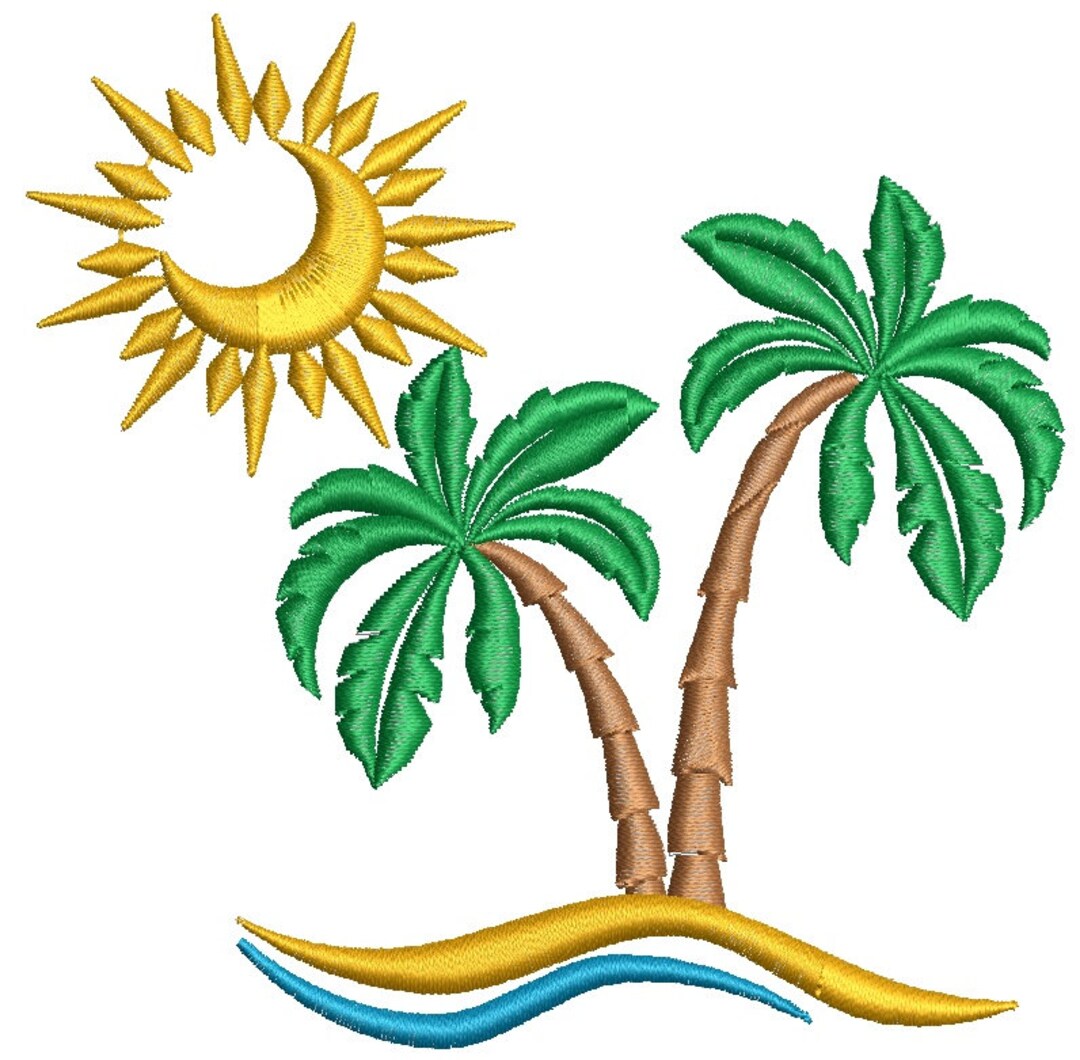 Tropical Island Embroidery Design Instantly Download - Etsy