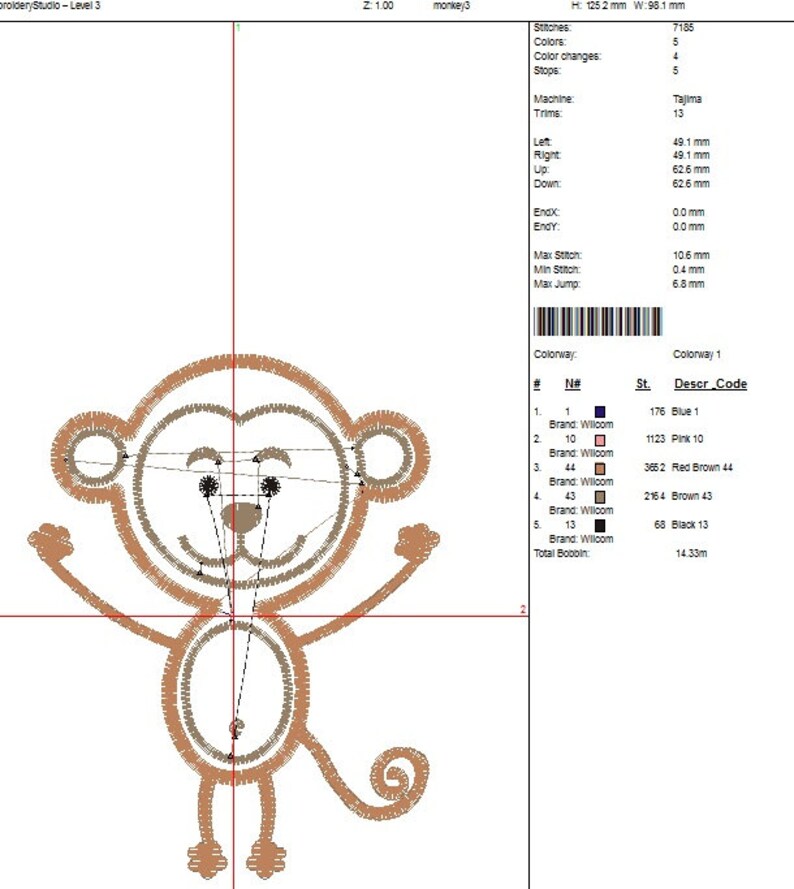 Cute monkey applique Machine Embroidery Design | Etsy