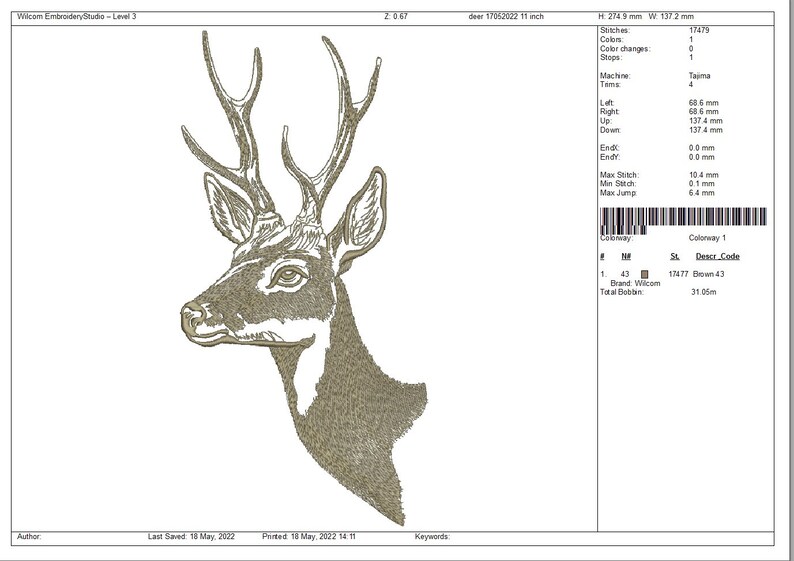 Deer Head Machine Embroidery Design Instant Download - Etsy