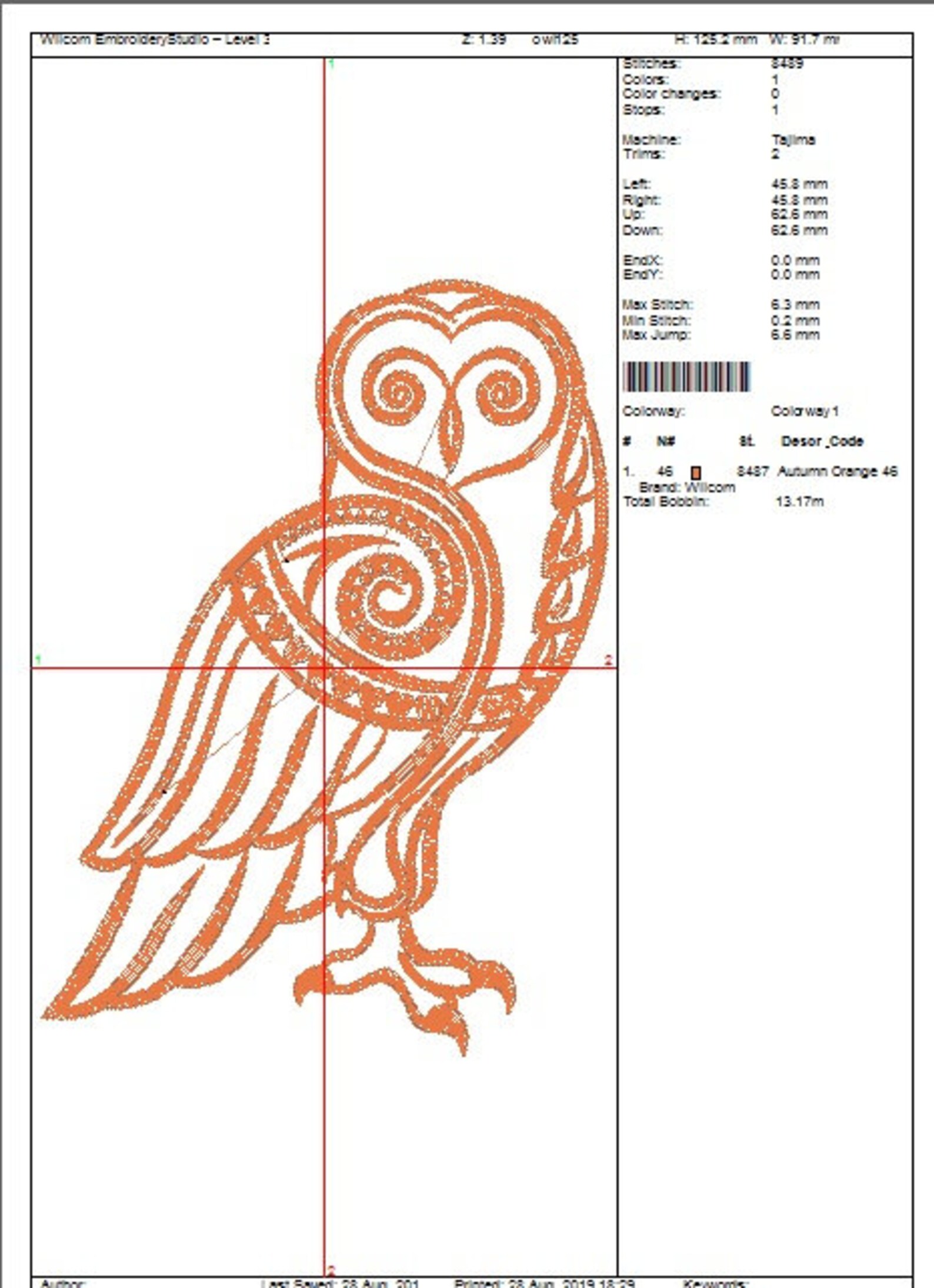 Cute Owl Design Contour Big Design Machine Embroidery Design - Etsy