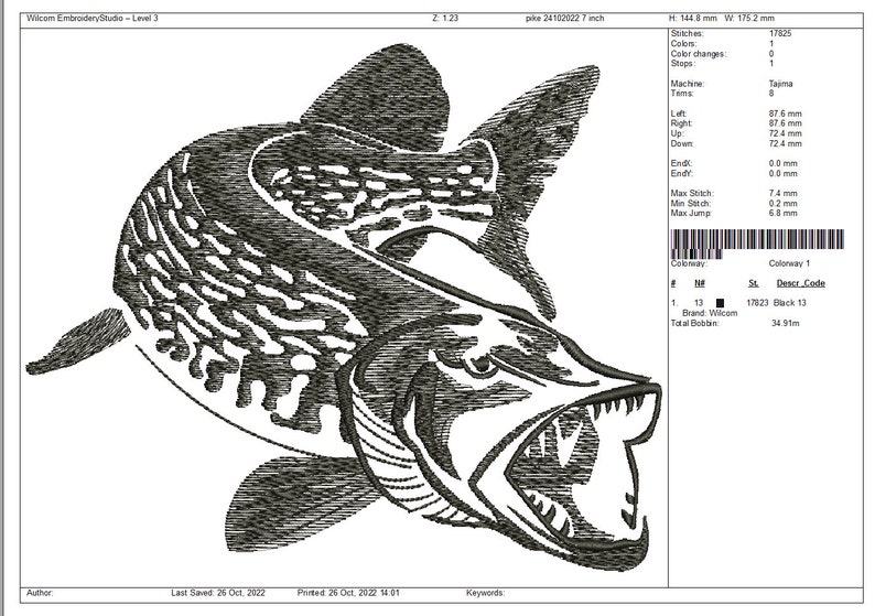 Pike Machine Embroidery Design Instant Download This is a - Etsy