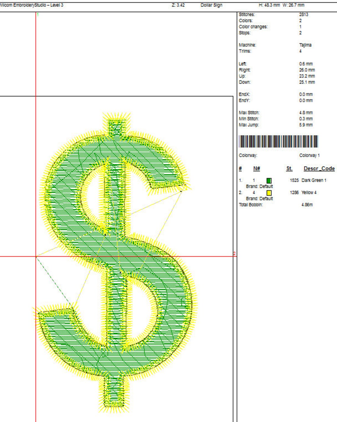 Dollar Sign Machine Embroidery Design Instant Download | Etsy