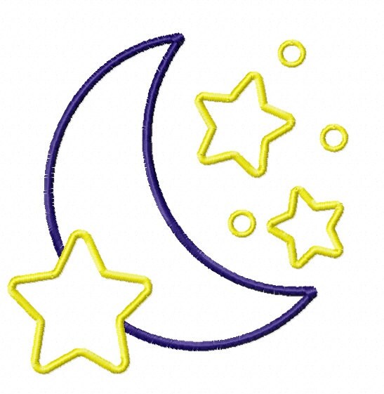 Moon and Stars Applique Machine Embroidery Design Tested - Etsy