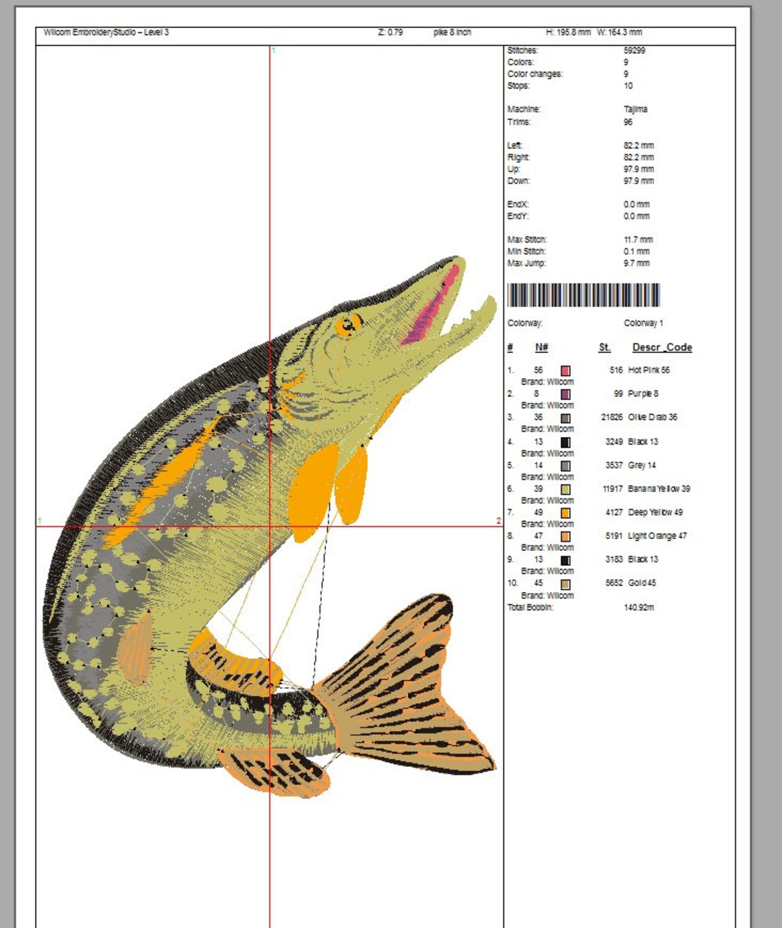 Pike Machine Embroidery Design Instant Download | Etsy