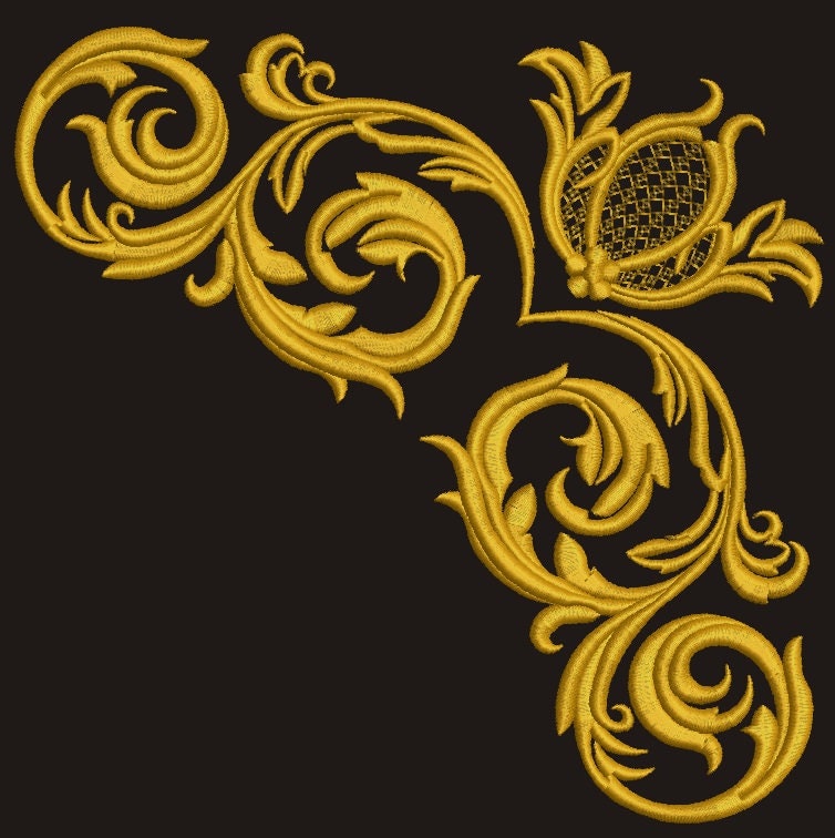 Corner Baroque Pattern Border Machine Embroidery Design | Etsy