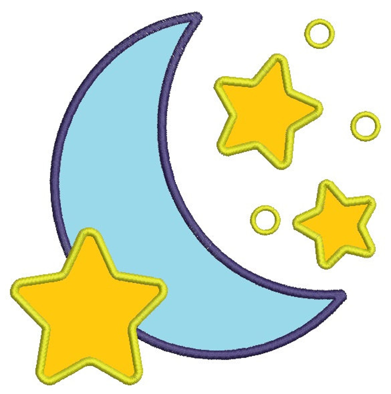 Moon and Stars Applique Machine Embroidery Design Tested - Etsy