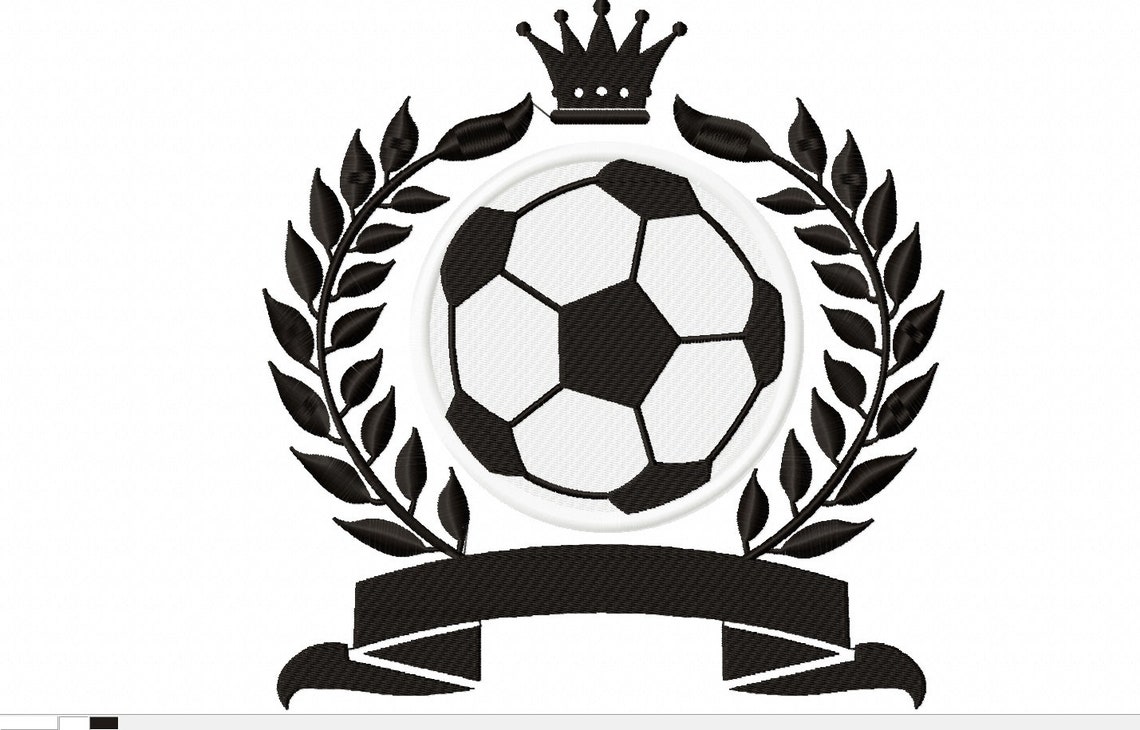 Soccer Ball Crown and Laurel Wreath Big Sizses Embroidery | Etsy