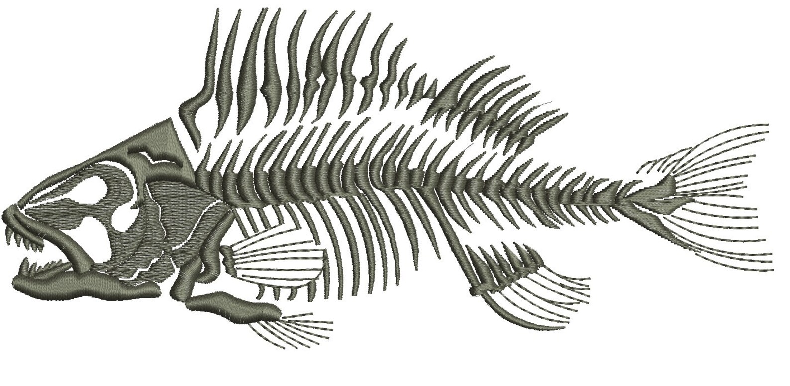 Fish Skeleton / Fisherman Two Sizes Embroidery Design | Etsy