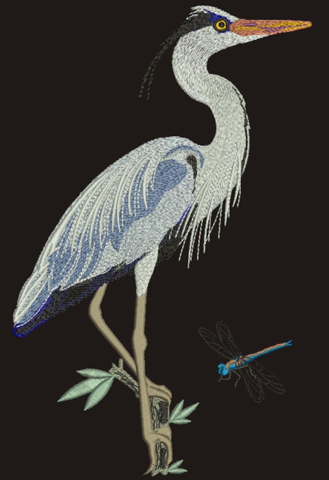 White Heron Embroidery Design - Etsy