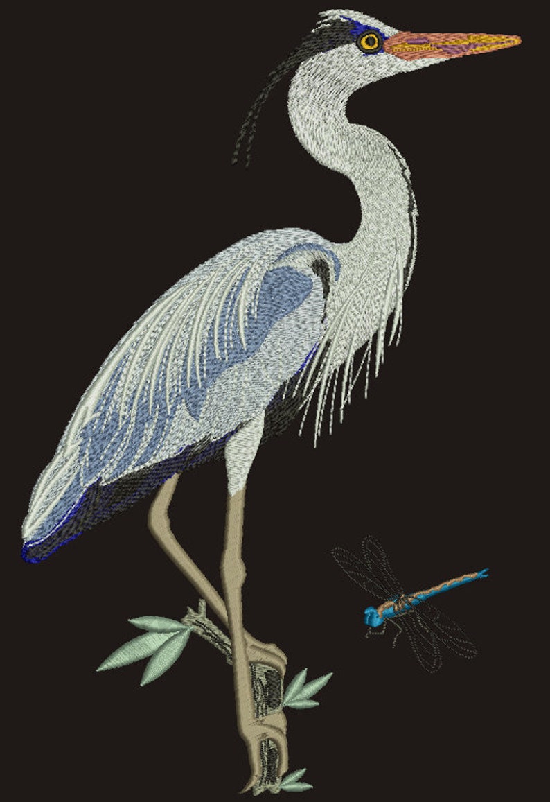 White Heron Embroidery Design - Etsy