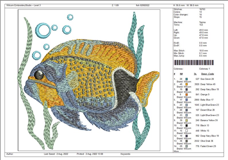 Fish Machine Embroidery Design Instant Download Digital File - Etsy