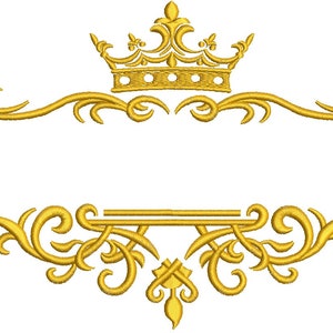 Open Space for a Name, Crown and Pattern Machine Embroidery Design ...