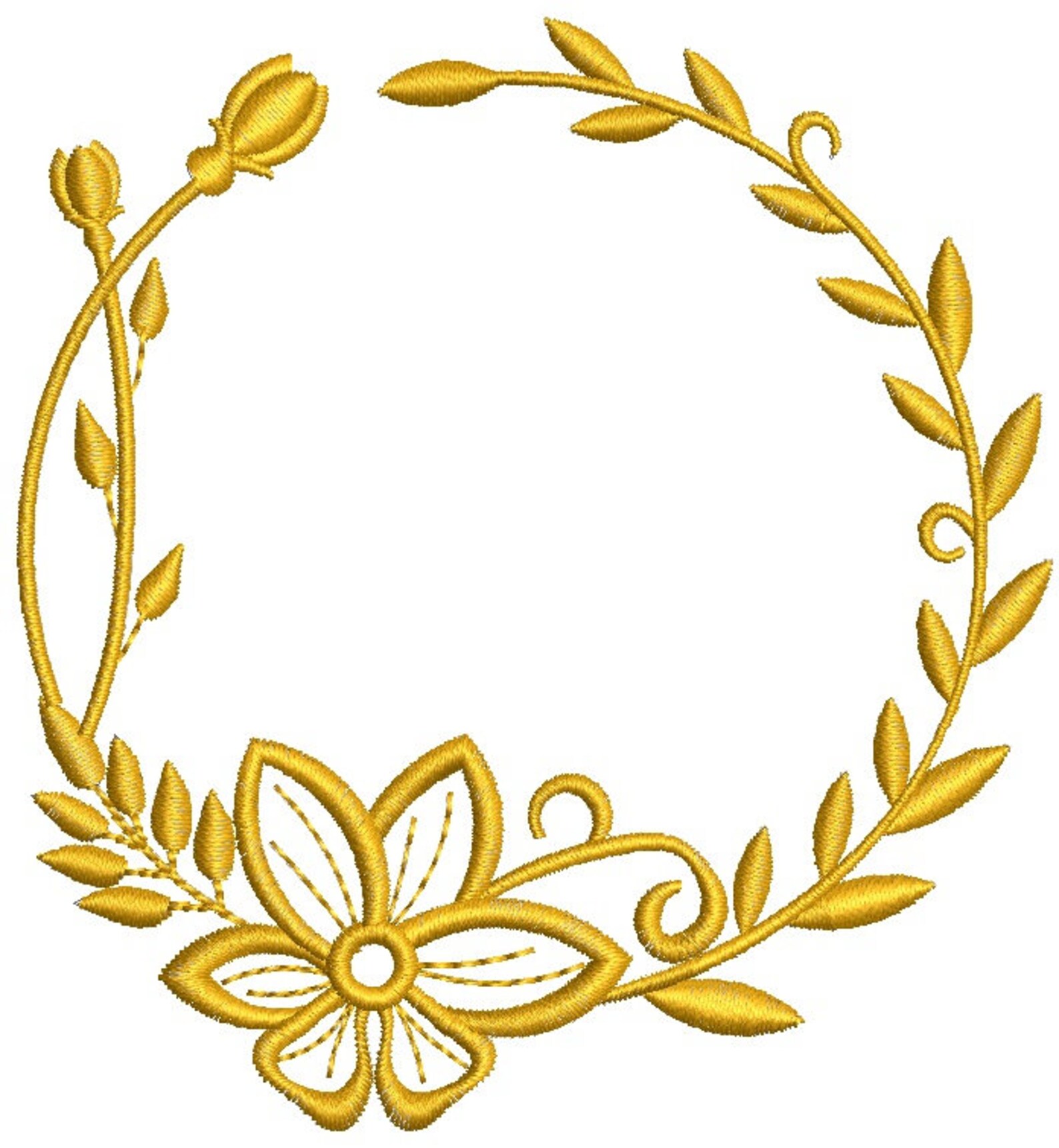 Round monogram floral frame machine embroidery design | Etsy