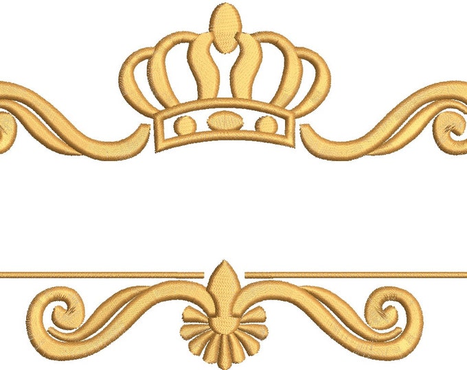 Crown and Baroque Border Machine Embroidery Design Instantly - Etsy