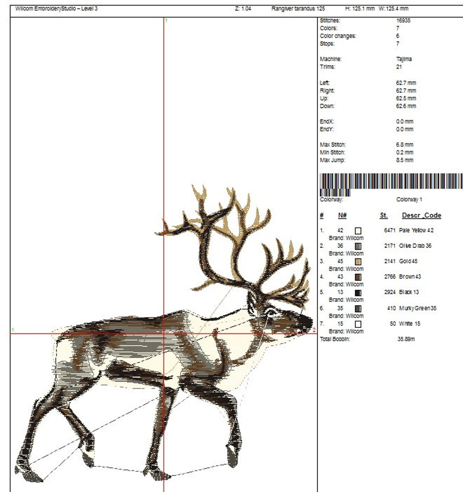 Caribou Machine Embroidery Design Instant Download | Etsy