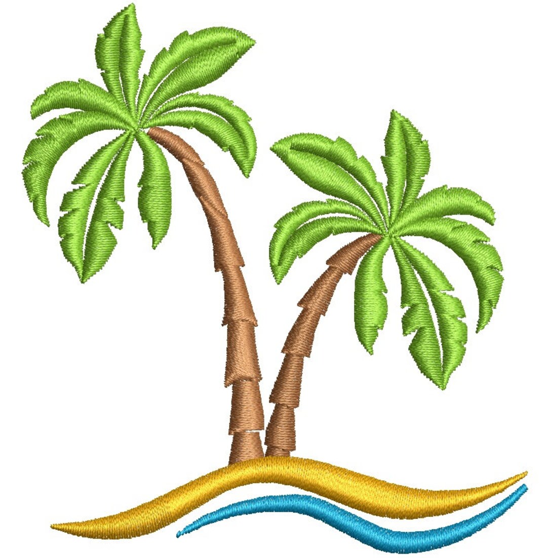 Tropical Island Embroidery Design Instantly Download - Etsy