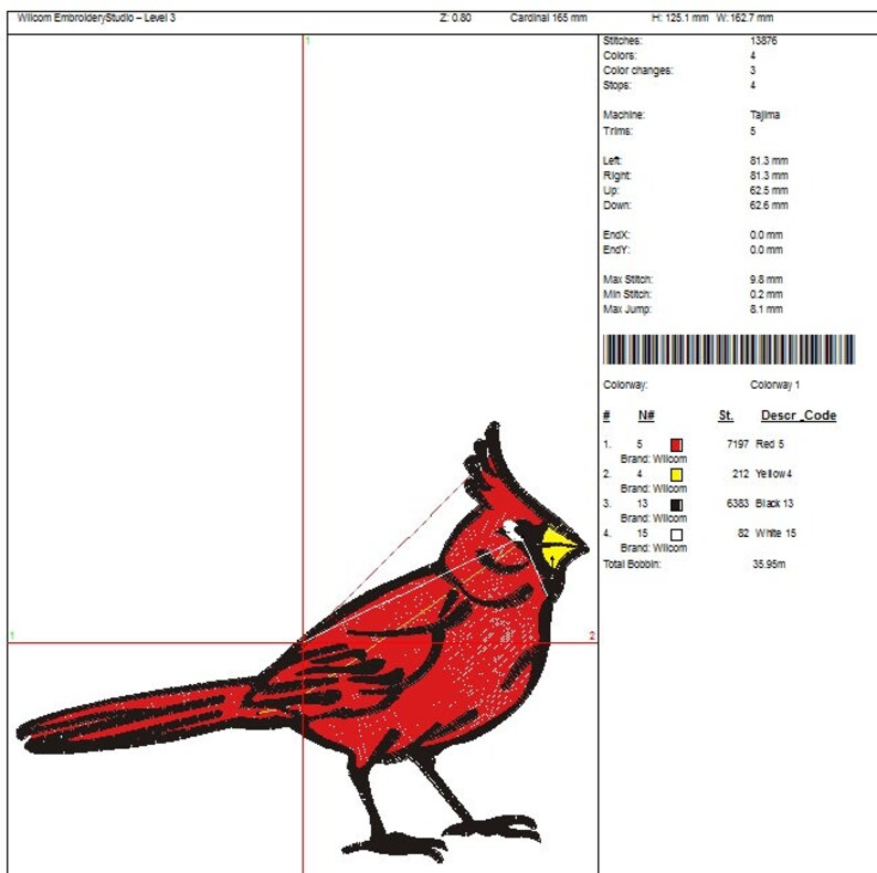 Cardinal Machine Embroidery Design | Etsy