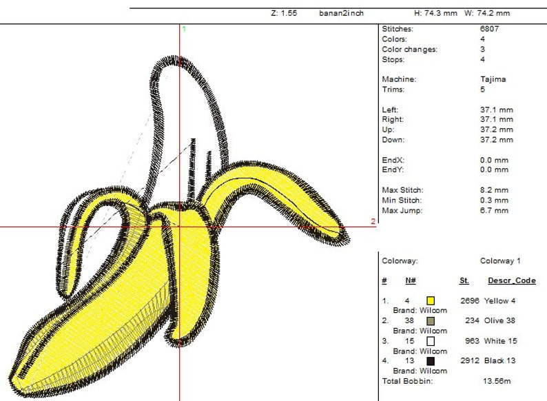Banana Embroidery Designs INSTANT DOWNLOAD Tested - Etsy
