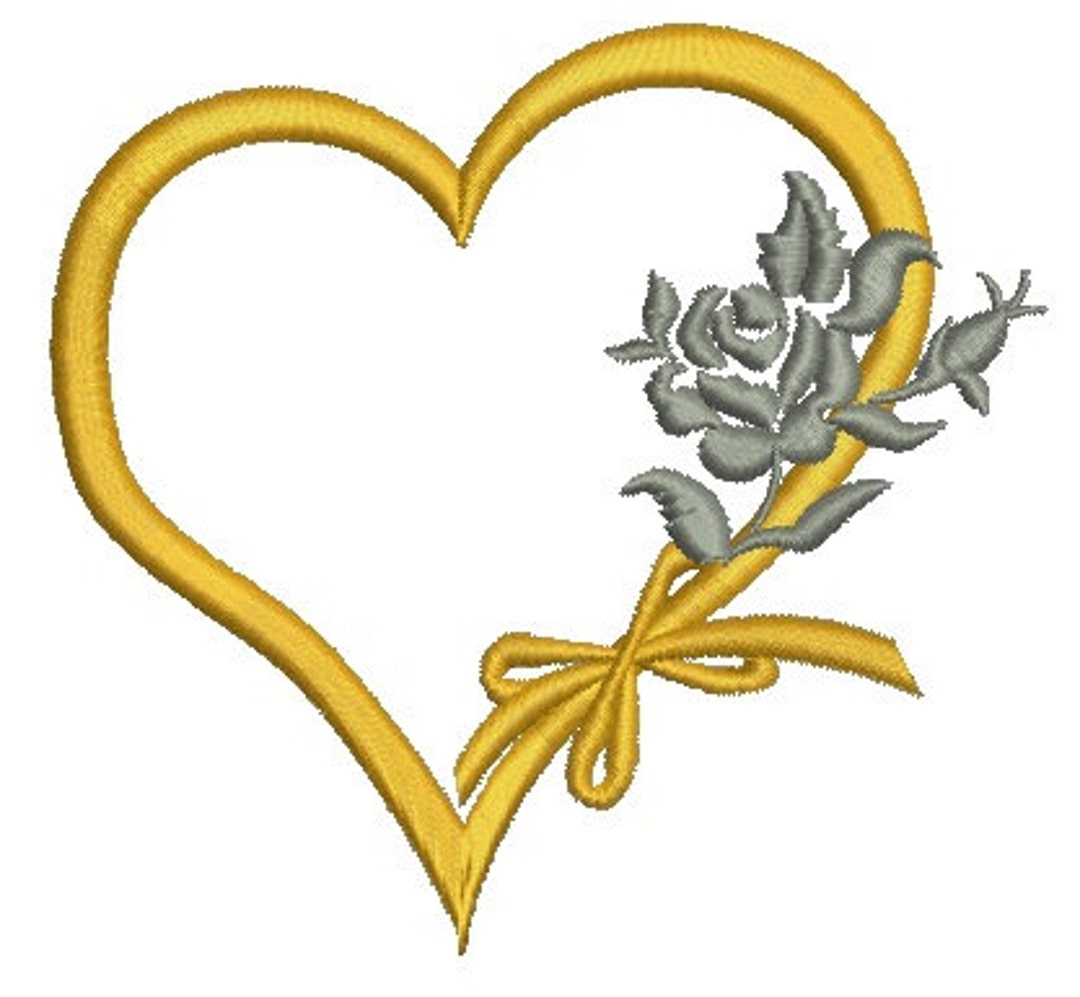Heart and Roses Machine Embroidery Design - Etsy