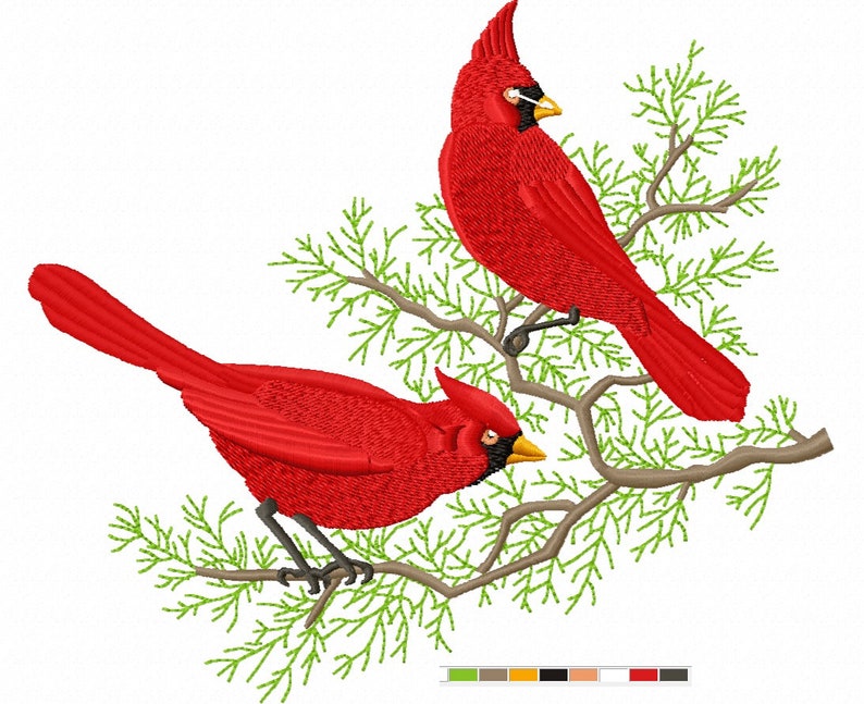 Red Cardinal Bird Machine Embroidery Design - Etsy