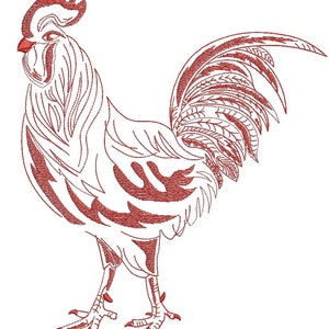 Red Work Rooster Machine Embroidery Design - Etsy