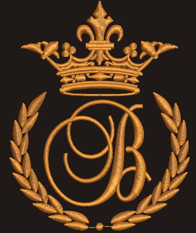 Crown, Laurel Wreath and the Monogram Letter b Machine Embroidery ...