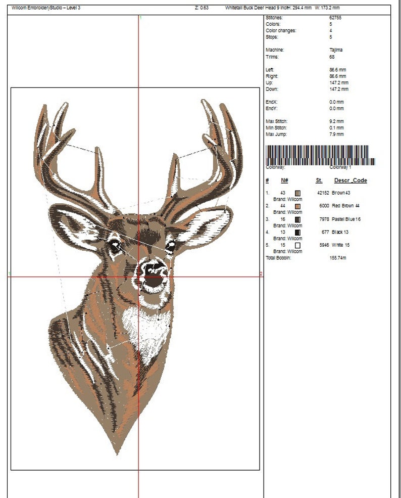 Whitetail Buck Deer Head Machine Embroidery Design Instant - Etsy