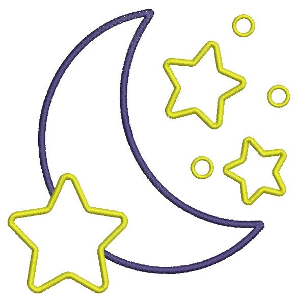 Moon and Stars Applique Machine Embroidery Design Tested - Etsy