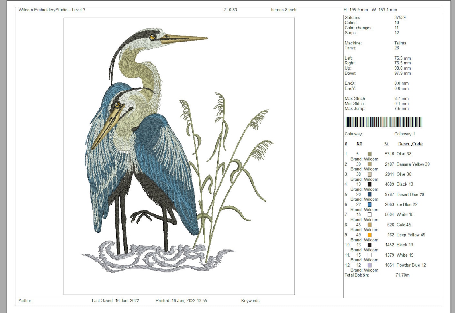A Couple of Herons Embroidery Design - Etsy