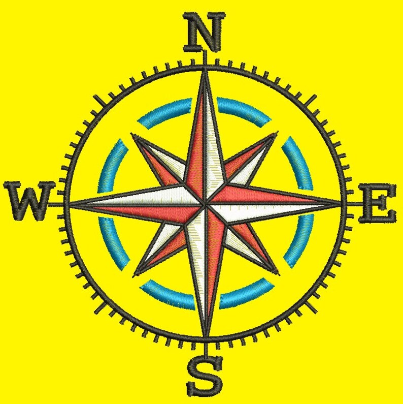 Nautical Compass Machine Embroidery Design Instant - Etsy