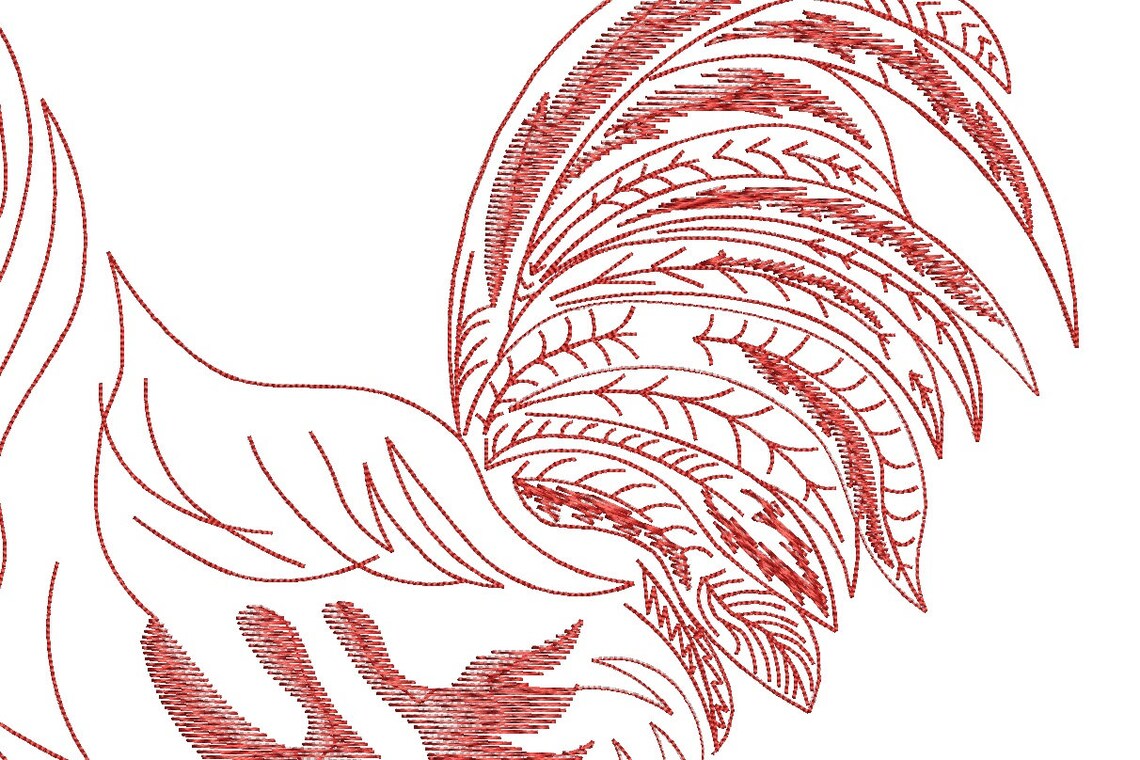 Red Work Rooster Machine Embroidery Design - Etsy