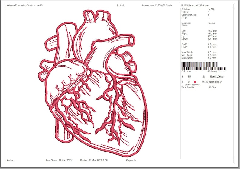 Realistic Human Heart Machine Embroidery Design / Instant - Etsy