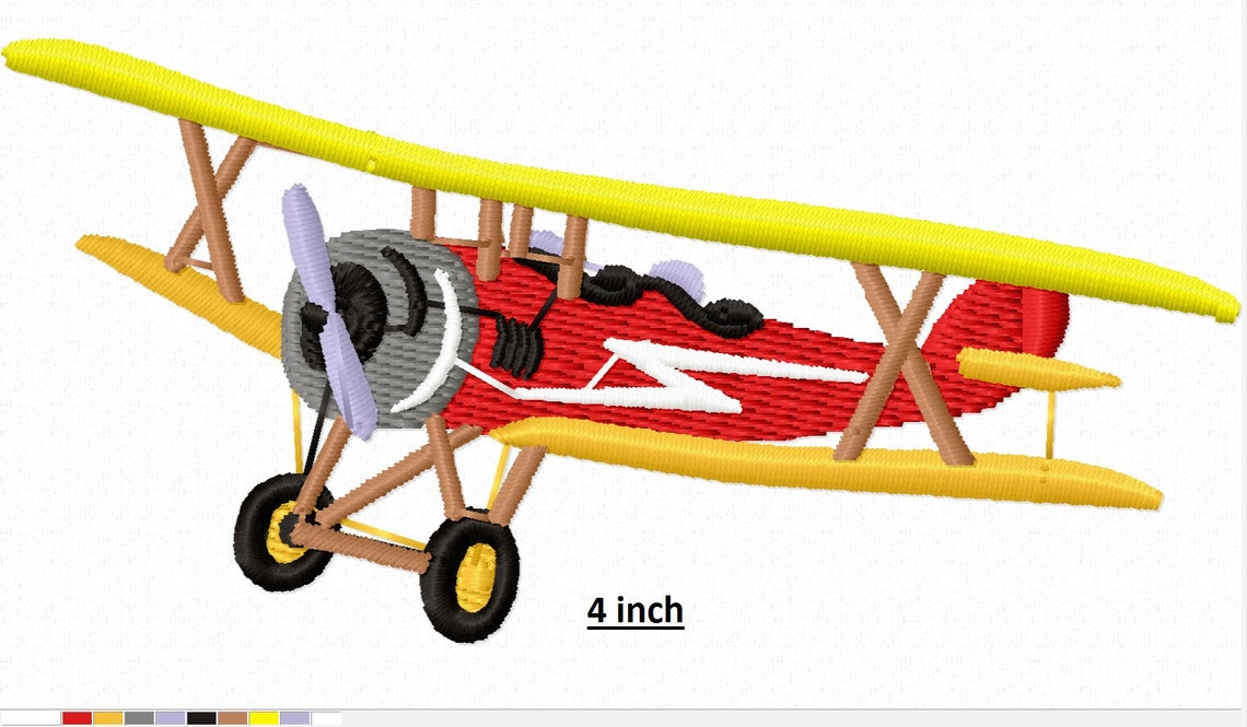 Red Vintage Biplane Machine Embroidery Design / Tested His is - Etsy