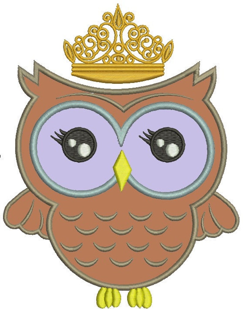 Owl in the Crown Applique Machine Embroidery Design | Etsy