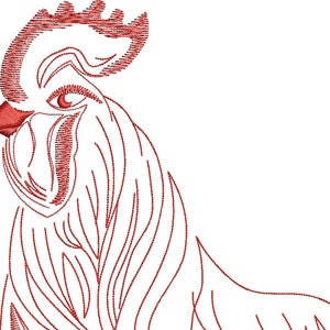 Red Work Rooster Machine Embroidery Design - Etsy