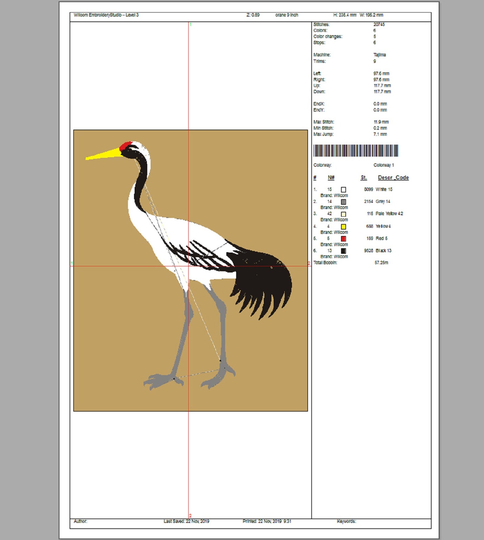 Crane Embroidery Design - Etsy