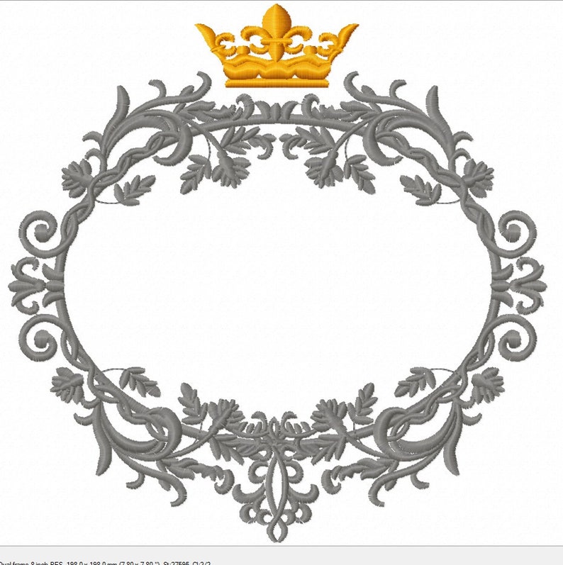 Crown and Oval Floral Frame for Monogram Machine Embroidery - Etsy