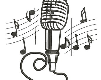 Microphone and Notes Machine Embroidery Design, This is Not a Real ...