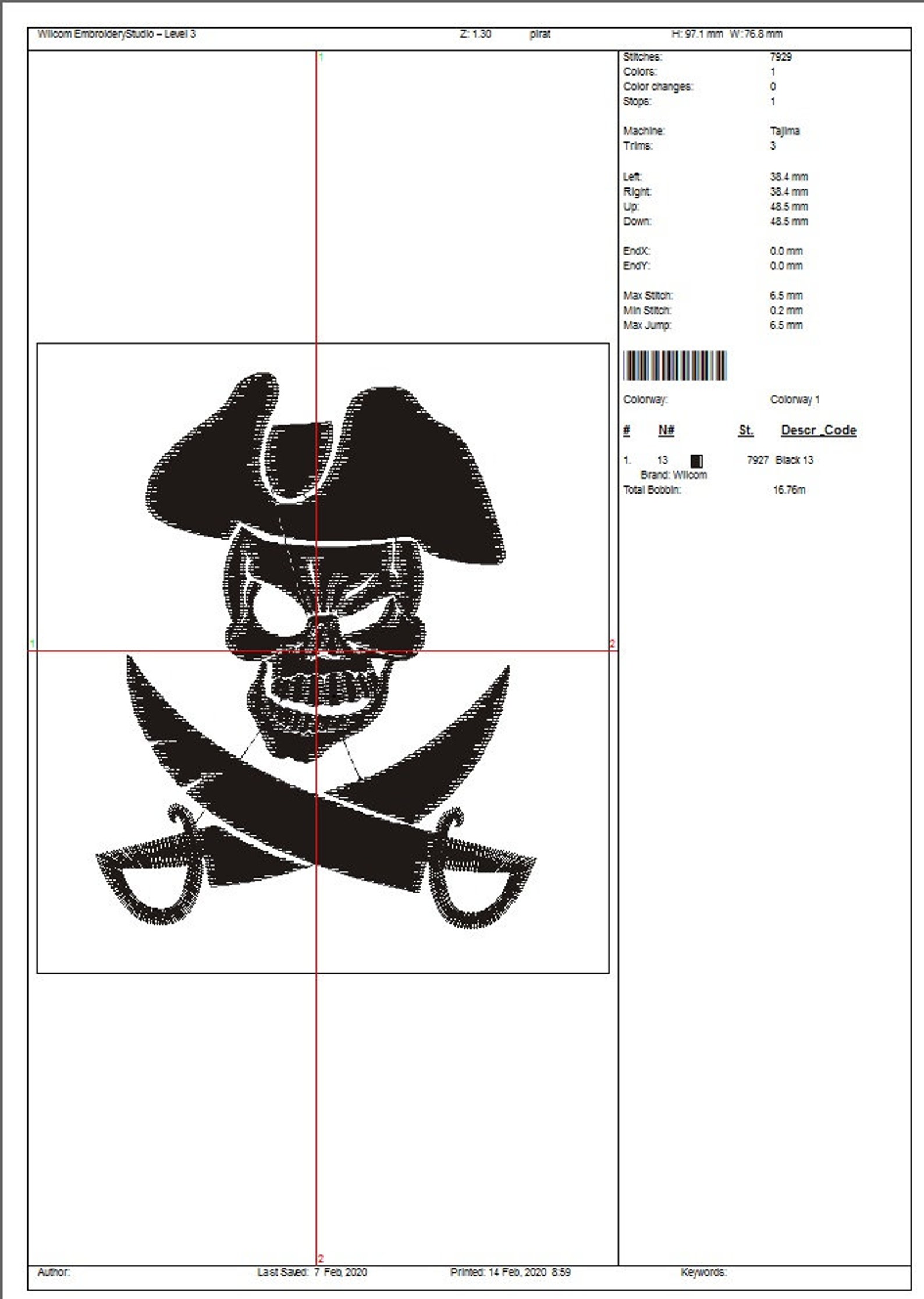 Pirate Machine Embroidery Design Tested - Etsy