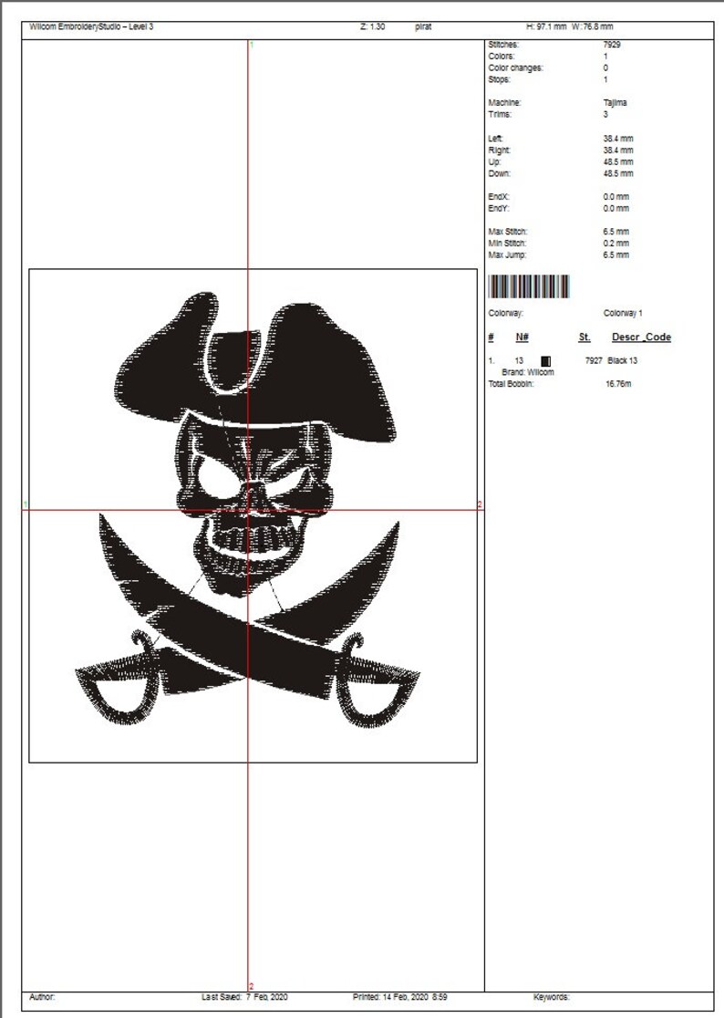 Pirate Machine Embroidery design tested | Etsy