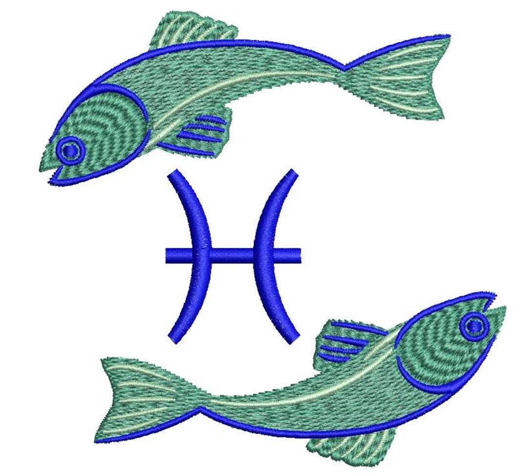 Pisces Symbol Chinese Zodiac Sign Machine Embroidery Design - Tested ...