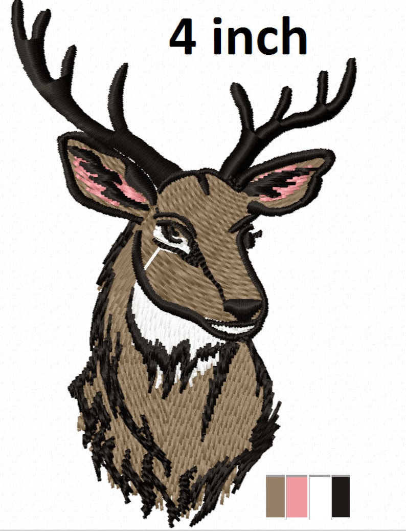 Whitetail Buck Deer Head Machine Embroidery Design Instant - Etsy