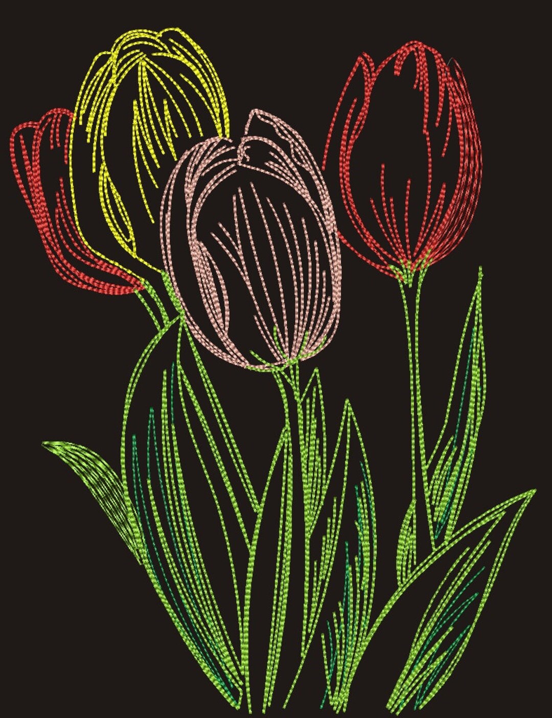 Tulips Machine Embroidery Designs - Three Sizes - Etsy