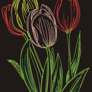 Tulips Machine Embroidery Designs - Three Sizes - Etsy