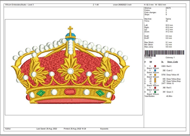Crown Embroidery Design Design Tested - Etsy