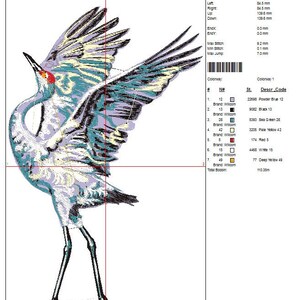 Crane Embroidery Design - Etsy