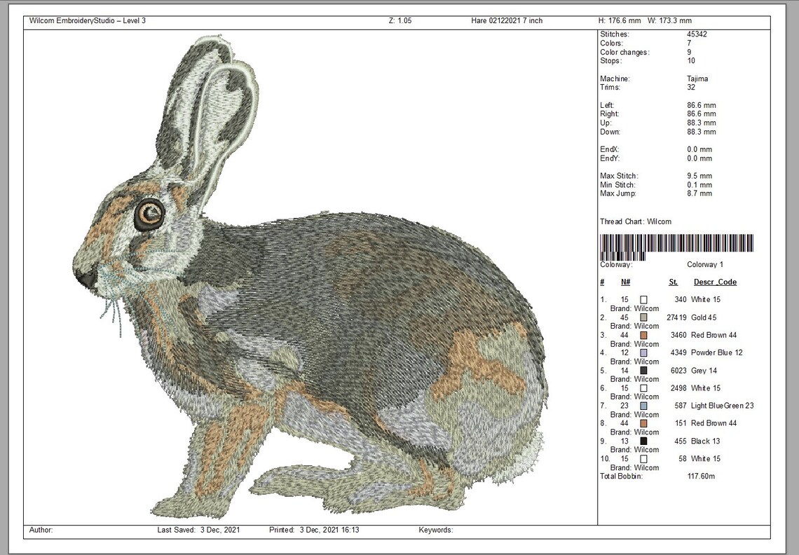 Hare Rabbit Embroidery Machine Embroidery Designs Design is - Etsy